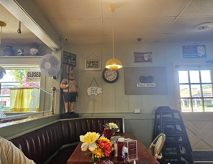 Classic diner vibes where your coffee cup never empties and conversations flow like maple syrup.