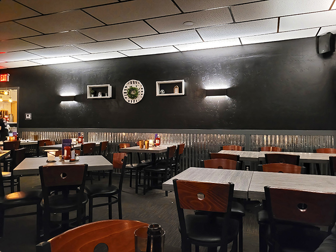 Dark walls, corrugated metal wainscoting, and wooden tables create that unmistakable Wisconsin supper club ambiance&mdash;where time slows down and calories don't count.