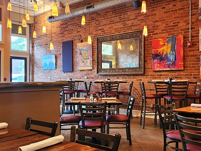 Exposed brick walls and pendant lighting create the perfect backdrop for the food photography your followers secretly scroll past.
