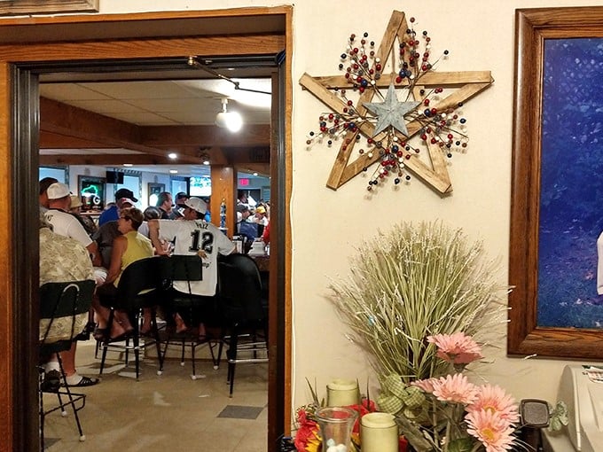 Peek through the doorway and you'll spot the bustling bar area, where old fashioneds flow freely and strangers quickly become friends over shared stories.
