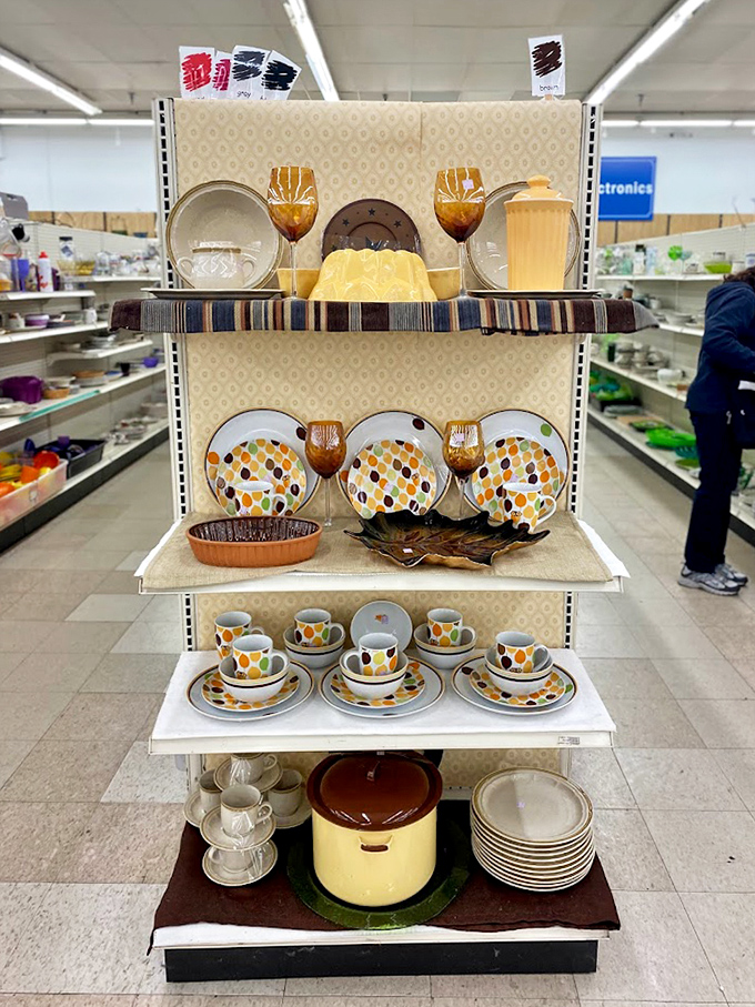 Vintage dishware that tells stories of dinner parties past. These colorful mid-century gems would cost a fortune in Brooklyn boutiques but here await their second chapter.