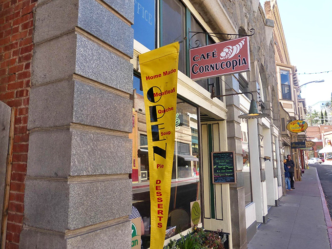 Caf&eacute; Cornucopia's bright yellow banner promises homemade comfort in every bite. Their meatloaf and quiche have achieved local legend status.