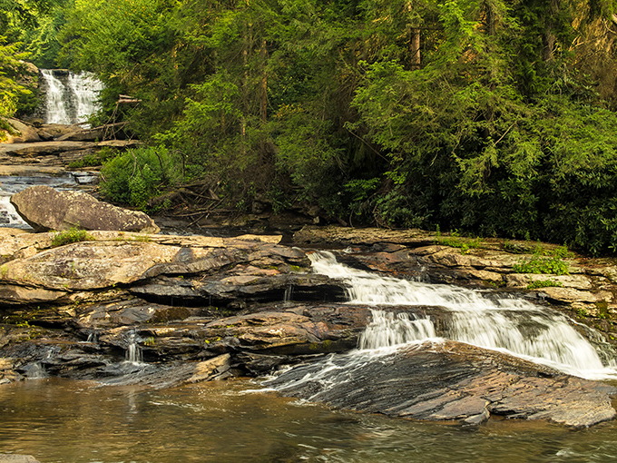 Nature's perfect staircase. These rocky cascades create a soothing soundtrack that makes expensive white noise machines seem like a complete waste of money.