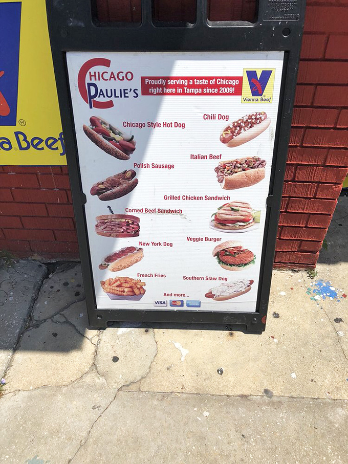 The menu board tells you everything you need to know—this isn't health food, it's happiness food. Chicago classics with zero apologies.