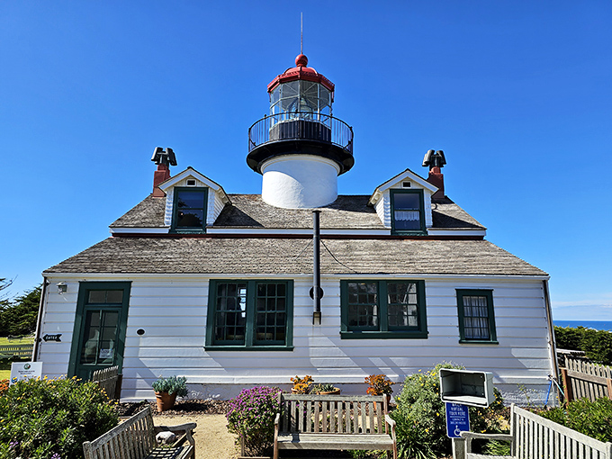 Point Pinos Lighthouse stands sentinel since 1855, proving some things improve with age, unlike my attempts at golf.