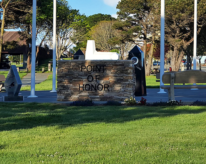 The Point of Honor memorial stands as a quiet reminder that small towns often carry the deepest respect for those who've served their country.