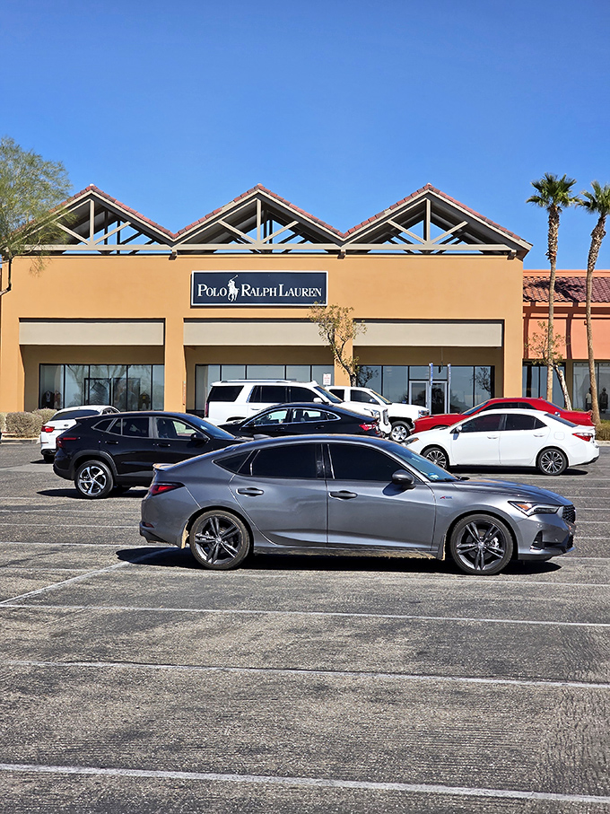 Polo Ralph Lauren stands proud against the desert sky, where preppy classics await at prices that won't make your credit card weep.