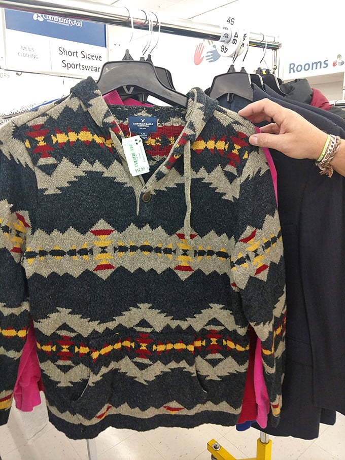 This isn't your grandfather's sweater&mdash;unless your grandfather was the coolest guy in the Andes. Vintage patterns like this are why thrift enthusiasts keep coming back.