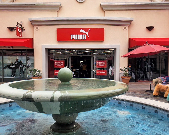Water features and Spanish-inspired design elevate Puma from just another sneaker stop to a retail oasis. That fountain isn't just pretty&mdash;it's where shopping decisions are contemplated.