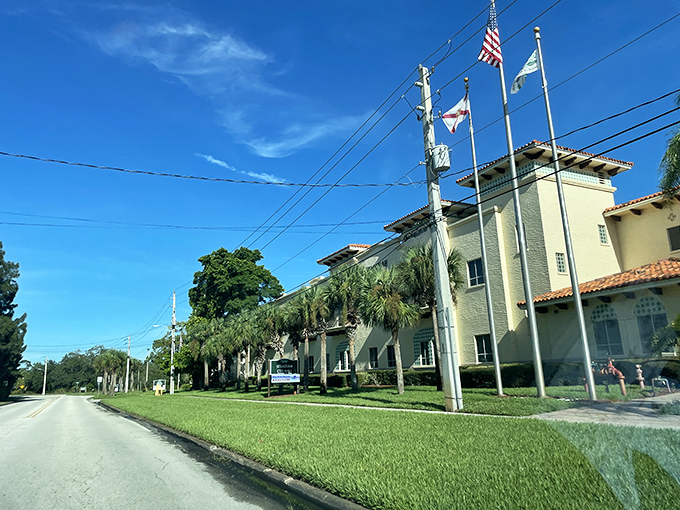 City Hall stands as Sebastian's architectural anchor, its Spanish-inspired design and fluttering flags offering a warm "howdy" to visitors and locals alike.
