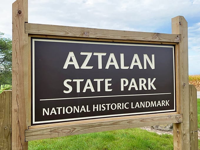 Mirror-perfect reflections double the beauty at Aztalan, where the Crawfish River offers a serene backdrop to thousand-year-old mysteries.