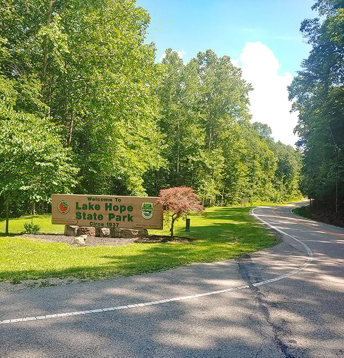 Welcome to Lake Hope State Park, established 1937 &ndash; where the road less traveled leads to memories more treasured.