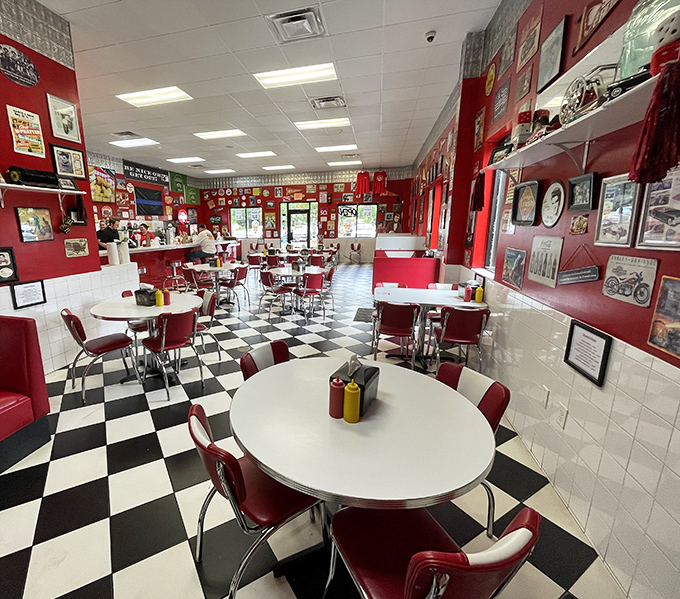 Step inside and the 1950s called&mdash;they want to thank you for keeping their aesthetic alive in this red-and-chrome wonderland of nostalgia.