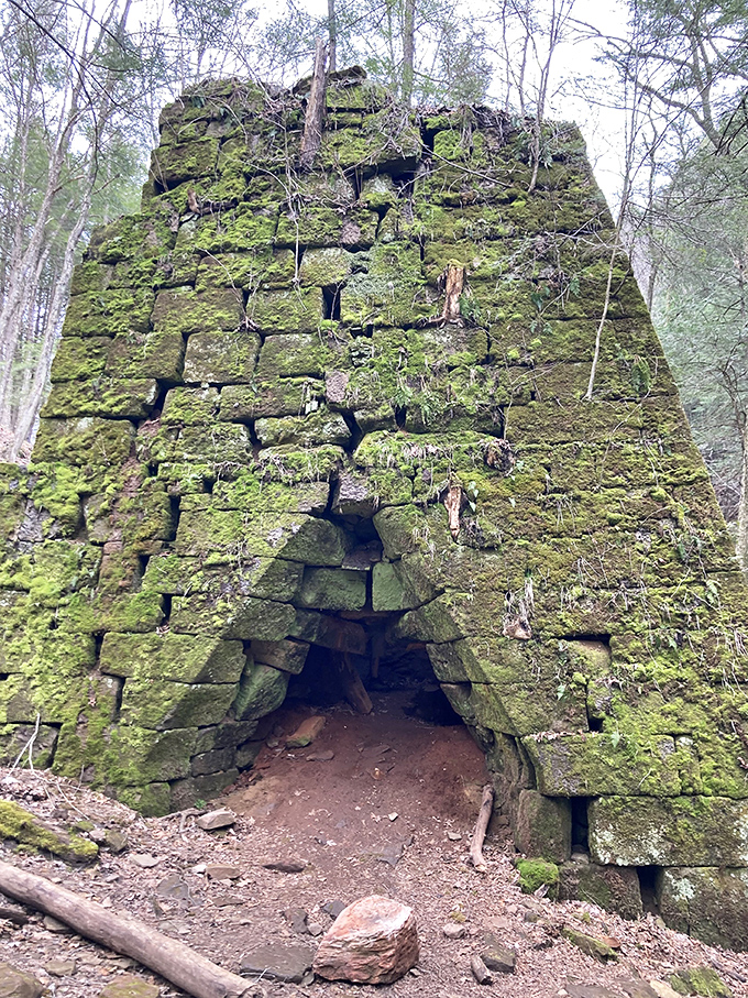 Mother Nature's slow-motion takeover of this historic iron furnace gives new meaning to "going green." The moss-covered stonework stands as Pennsylvania's most photogenic industrial ruin. 