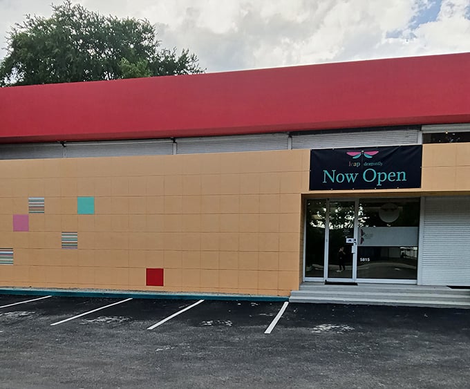 That turquoise bench isn't just for show&mdash;it's where you'll sit to contemplate how you just scored designer labels for the price of a fancy coffee.