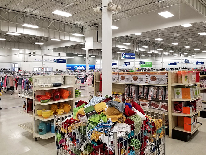 Endless aisles stretch before you like a discount wonderland, where colorful homewares and clothing wait to be discovered by savvy shoppers.