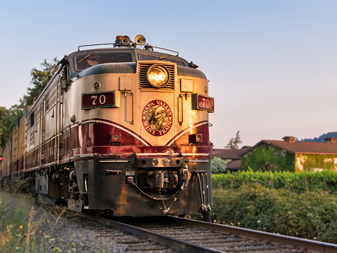 All aboard the nostalgia express! This vintage locomotive looks like it rolled straight out of a Hitchcock film&mdash;minus the suspense, plus the Cabernet.