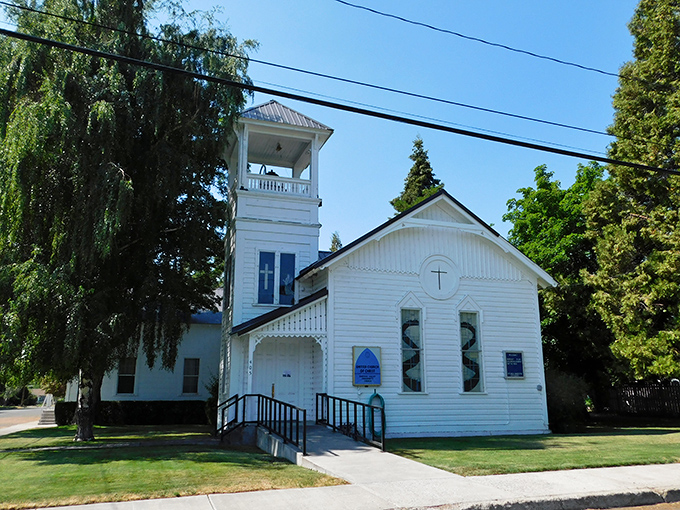 This pristine white church isn't just architectural eye candy&mdash;it's where community happens every Sunday, complete with potlucks that could rival any five-star brunch.