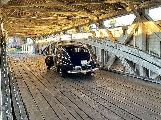 Time travel isn't theoretical at Wehr Bridge&mdash;this vintage beauty cruising through wooden portals offers living proof that some journeys are about the experience, not the destination.