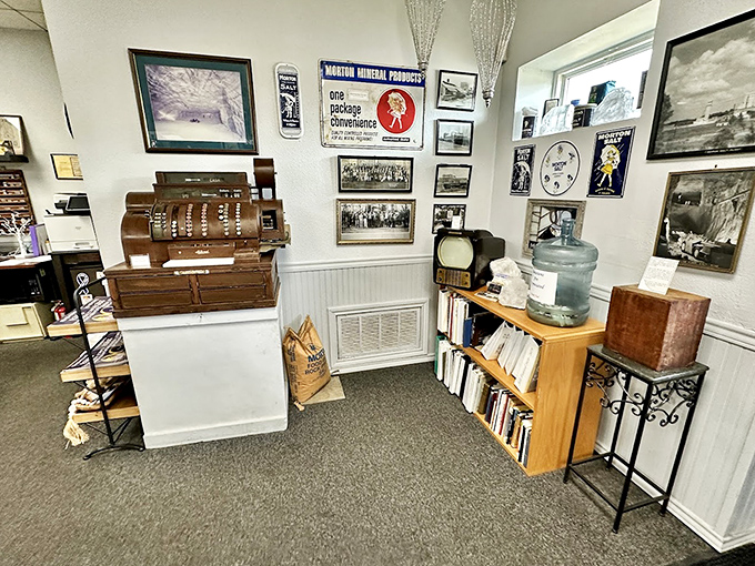 This vintage cash register once tallied up sales when salt was practically currency in Grand Saline. Ka-ching for crystallized history!