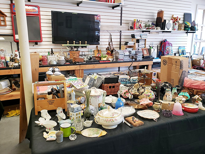 One person's forgotten china is another's dining room showpiece. Tables overflow with vintage dishware waiting for second chances and new stories.