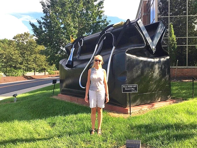 Nothing says "I'm feeling small today" quite like standing next to a medical bag that could fit an entire hospital inside.