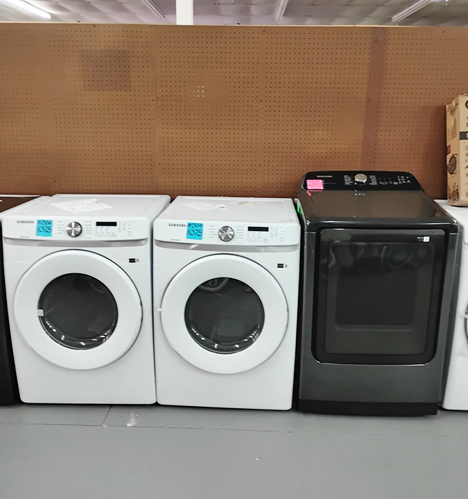 Not your grandmother's appliance shopping experience! These nearly-new washers and dryers await homes where they'll clean countless Little League uniforms and holiday tablecloths.