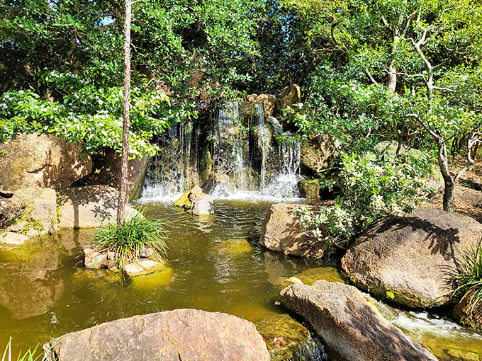 This waterfall sounds like nature's white noise machine, drowning out thoughts of tomorrow's to-do list perfectly.