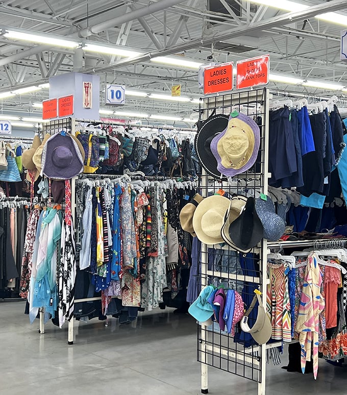 The women's section is a kaleidoscope of fashion history. Those sun hats aren't just accessories&mdash;they're time machines to summers past.