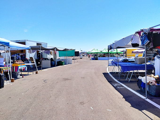 Wide, well-organized aisles allow shoppers to browse comfortably, though they'll quickly fill with bargain hunters as the morning progresses.