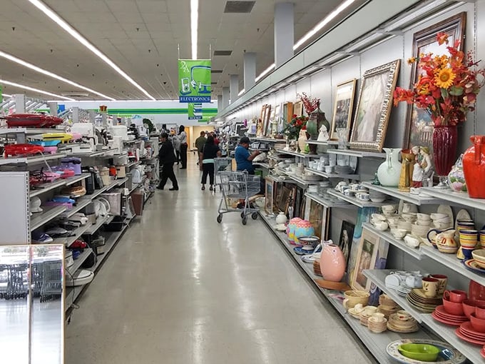 Housewares heaven stretches as far as the eye can see, each plate and vase holding stories of dinner parties past.
