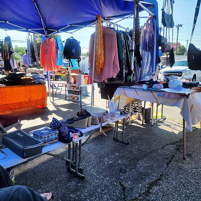 Fashion archaeology at its finest! Colorful garments waiting for their second act, each with a story hanging from every hanger.