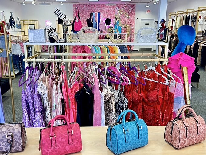 Formal wear that won't formally empty your wallet. These colorful gowns and handbags prove looking like a million bucks doesn't require spending nearly that much.