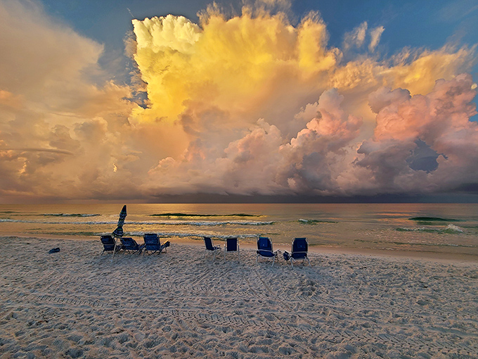Nature's light show upstages everything. These beach chairs have front-row seats to the kind of sunset that makes you forget your Netflix password.