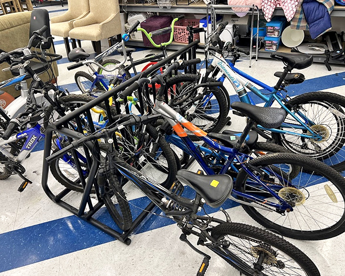 A two-wheeled traffic jam of possibility! These bikes aren't gathering dust&mdash;they're just waiting for their next adventure with a new owner.