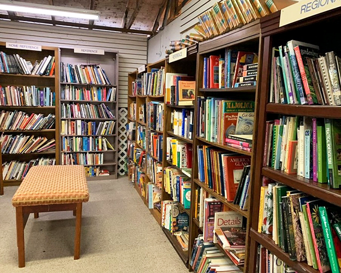A bibliophile's paradise tucked between vendors, where dog-eared paperbacks and leather-bound classics create that unmistakable old-book aroma that Kindle just can't replicate.