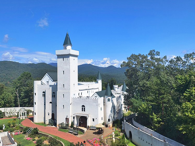 The castle's commanding silhouette against the Blue Ridge Mountains creates a surreal postcard moment that has visitors questioning their GPS coordinates.