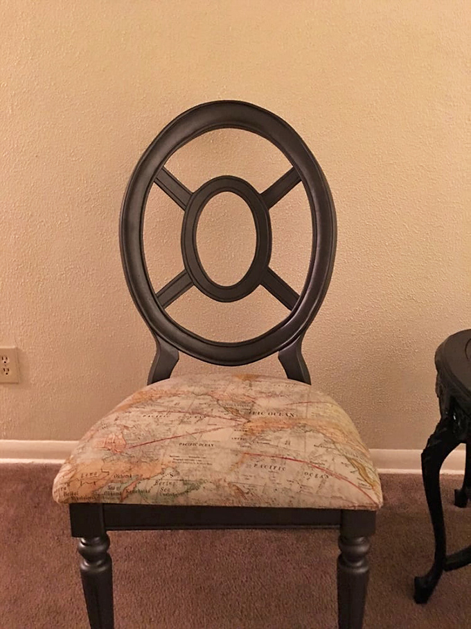 This map-patterned chair isn't just seating&mdash;it's an invitation to travel the world without leaving your living room.