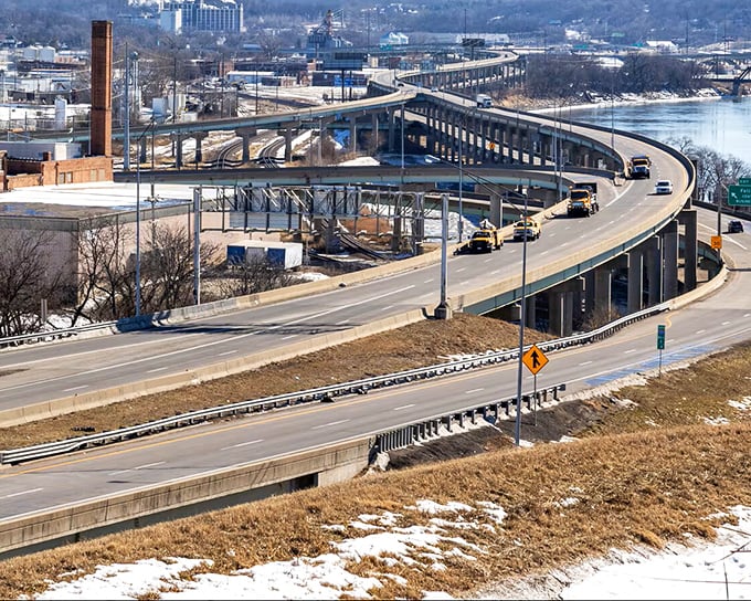 The sweeping curves of St. Joseph's double-decker bridge aren't just functional engineering&mdash;they're a rollercoaster for commuters with river views worth the morning drive.