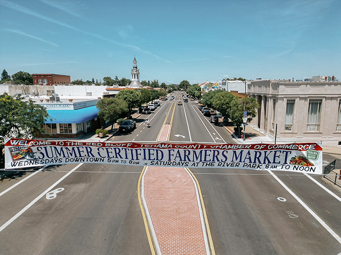 Nothing says "small-town California" quite like a farmers market banner stretched across Main Street, promising fresh produce and neighborly conversations every Wednesday and Saturday.