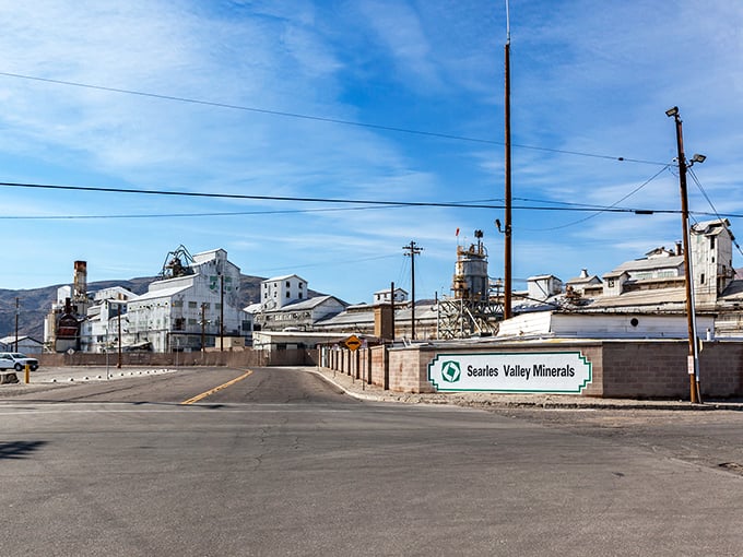 The industrial heart of Trona—Searles Valley Minerals plant dominates the landscape, a testament to the town's century-long relationship with the minerals beneath its feet.