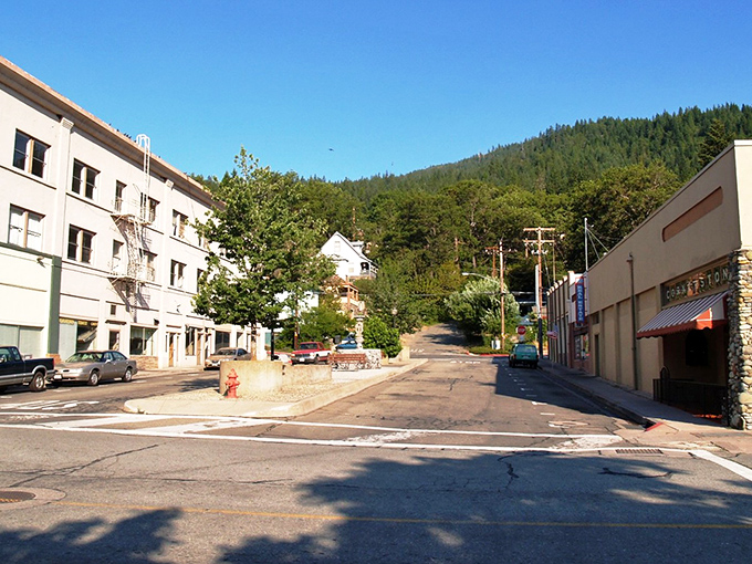 Quiet streets and historic buildings frame Dunsmuir's downtown, where parking spots outnumber cars and nobody's honking at you to hurry up.