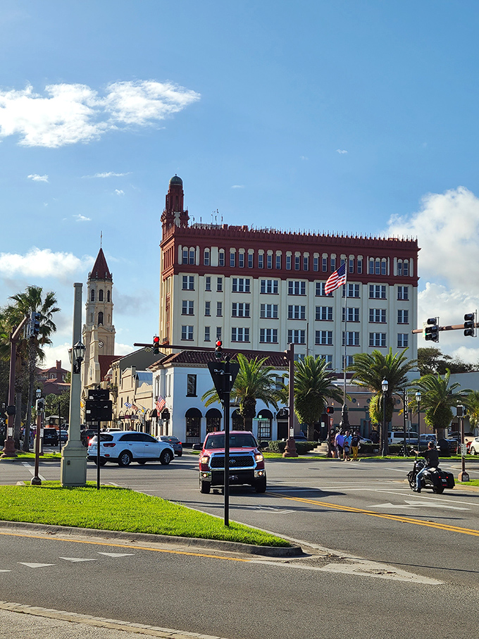 Downtown St. Augustine blends Spanish colonial architecture with Florida sunshine in a way that makes you wonder if you've accidentally stepped into a European postcard. 