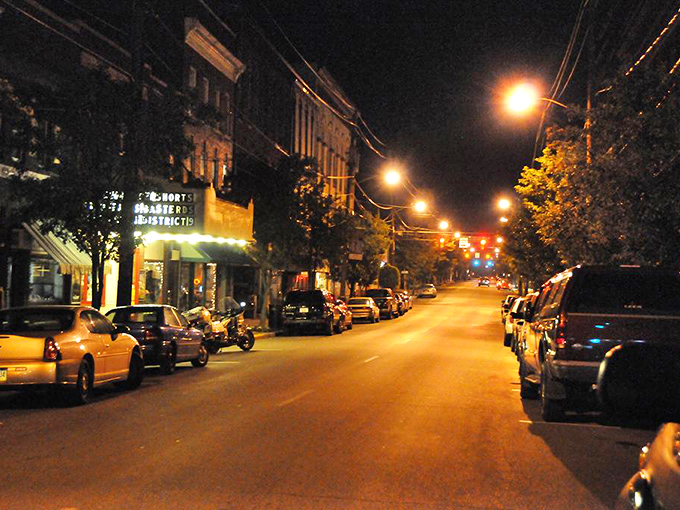 Downtown Huntingdon after dark has that magical quality where you half expect Jimmy Stewart to come strolling around the corner whistling a tune.