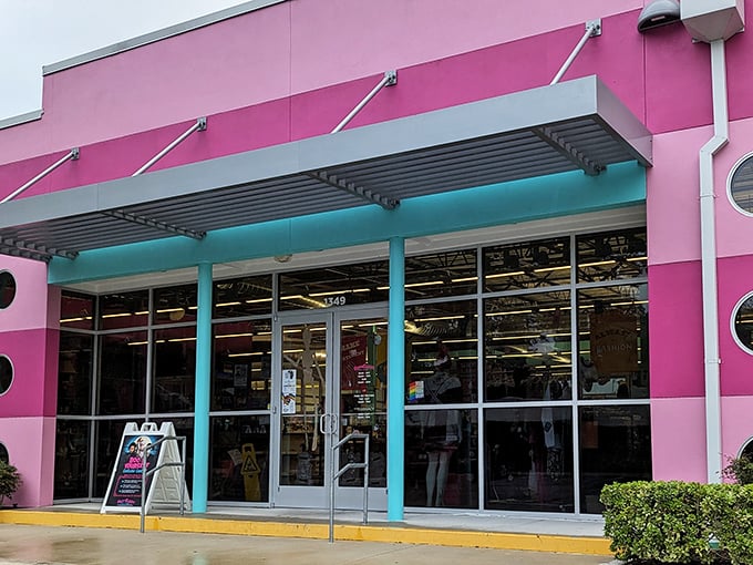 Step through these turquoise doors and prepare for a treasure hunt where your wallet remains mysteriously intact and your closet gets a second chance.
