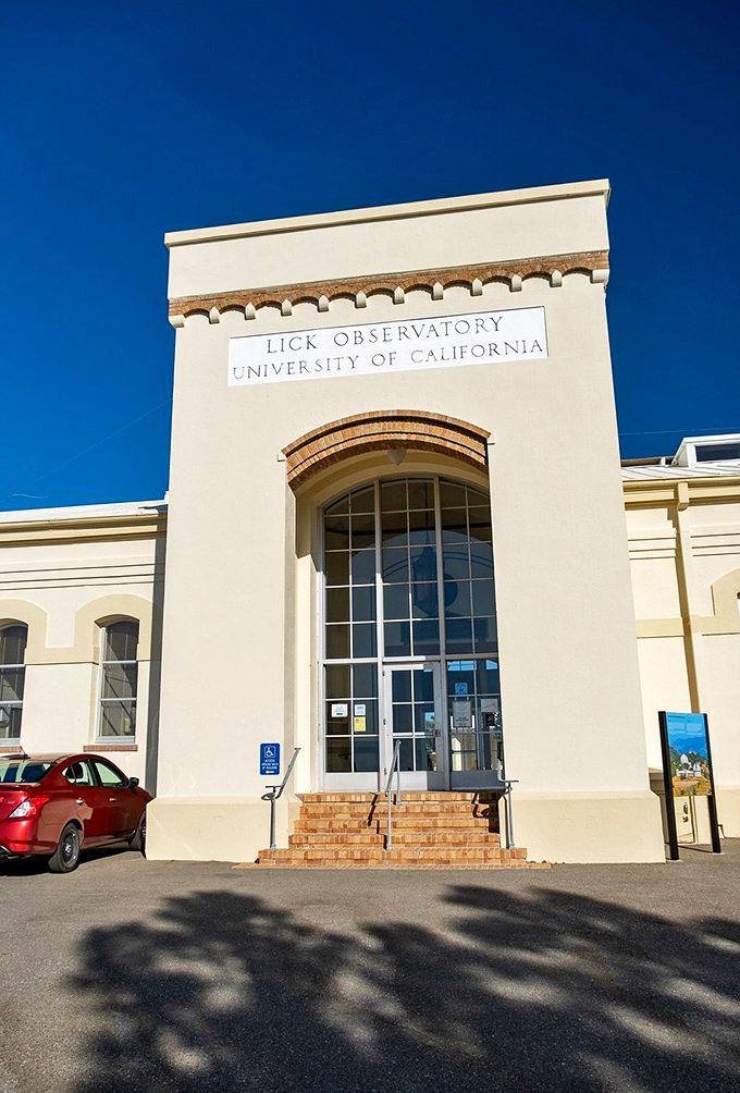 Science, we're ready for our close-up. The elegant entrance to Lick Observatory welcomes visitors with classic California architecture and the promise of cosmic discovery.