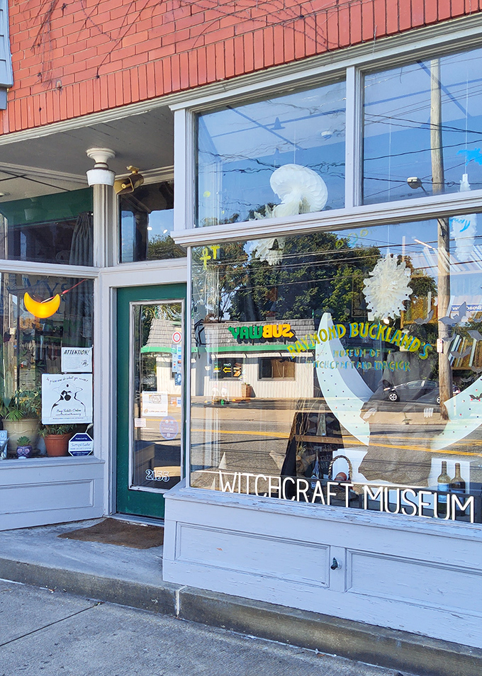 Green-trimmed windows announce your arrival to the mystical world within. The crescent moon and museum name promise adventures far more intriguing than your average Tuesday afternoon.