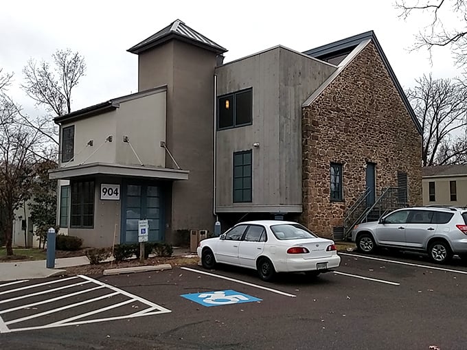 A modern shrine to slapstick comedy, the entrance at 904 Sheble Lane gives little hint of the nyuk-nyuk-nyuks awaiting inside.