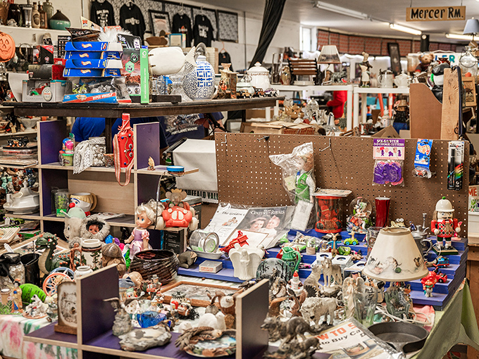 Ceramic figurines frozen in time, waiting to spark memories of your aunt's curio cabinet from 1973.