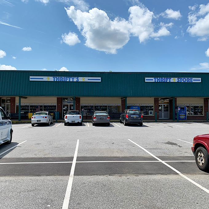 Under clear blue Delaware skies, Thrifty's beckons to savvy shoppers like a beacon of budget-friendly bliss, its parking lot a gathering place for treasure hunters.